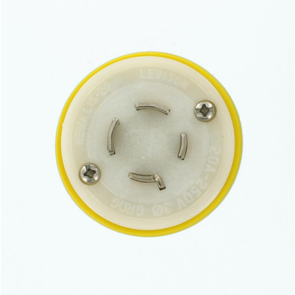 Leviton 30 Amp 480-Volt 3-Phase Wetguard Locking Grounding Plug, Yellow ...