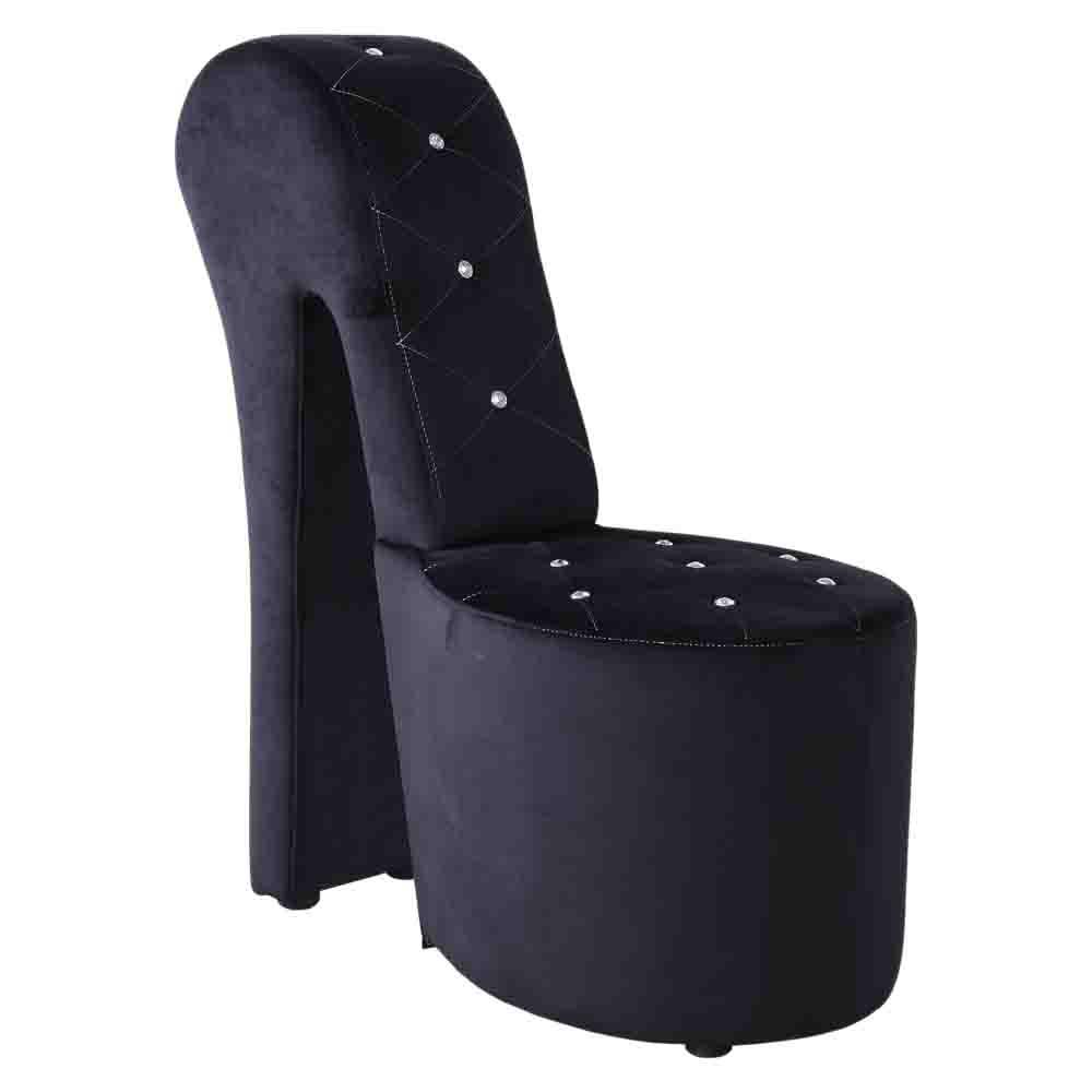 Best Master Furniture Jackson Black Velvet High Heel Shoe Chair-6900VB ...