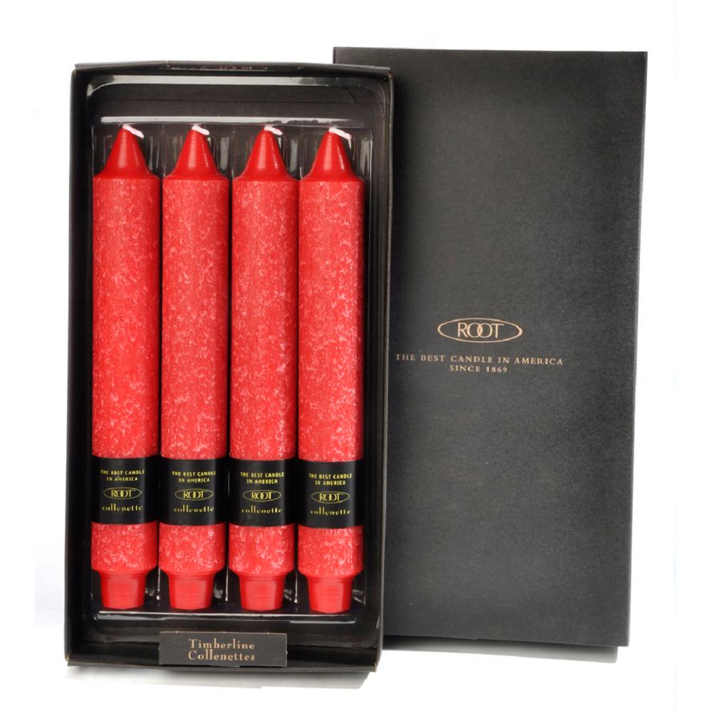 ROOT CANDLES 7 in. Timberline Collenette Red Dinner Candle (Box of 4 ...