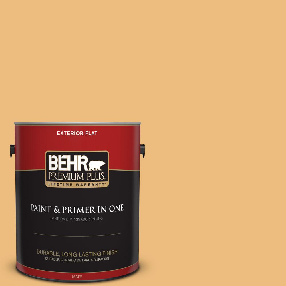 BEHR Premium Plus 5-gal. #370D-7 Venetian Gold Flat Exterior Paint ...