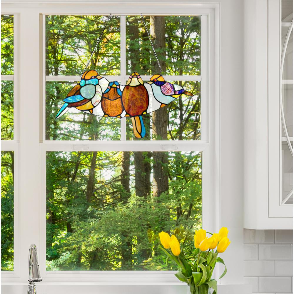 River of Goods Multi-Colored Stained Glass Song Bird Window Panel 14472 ...