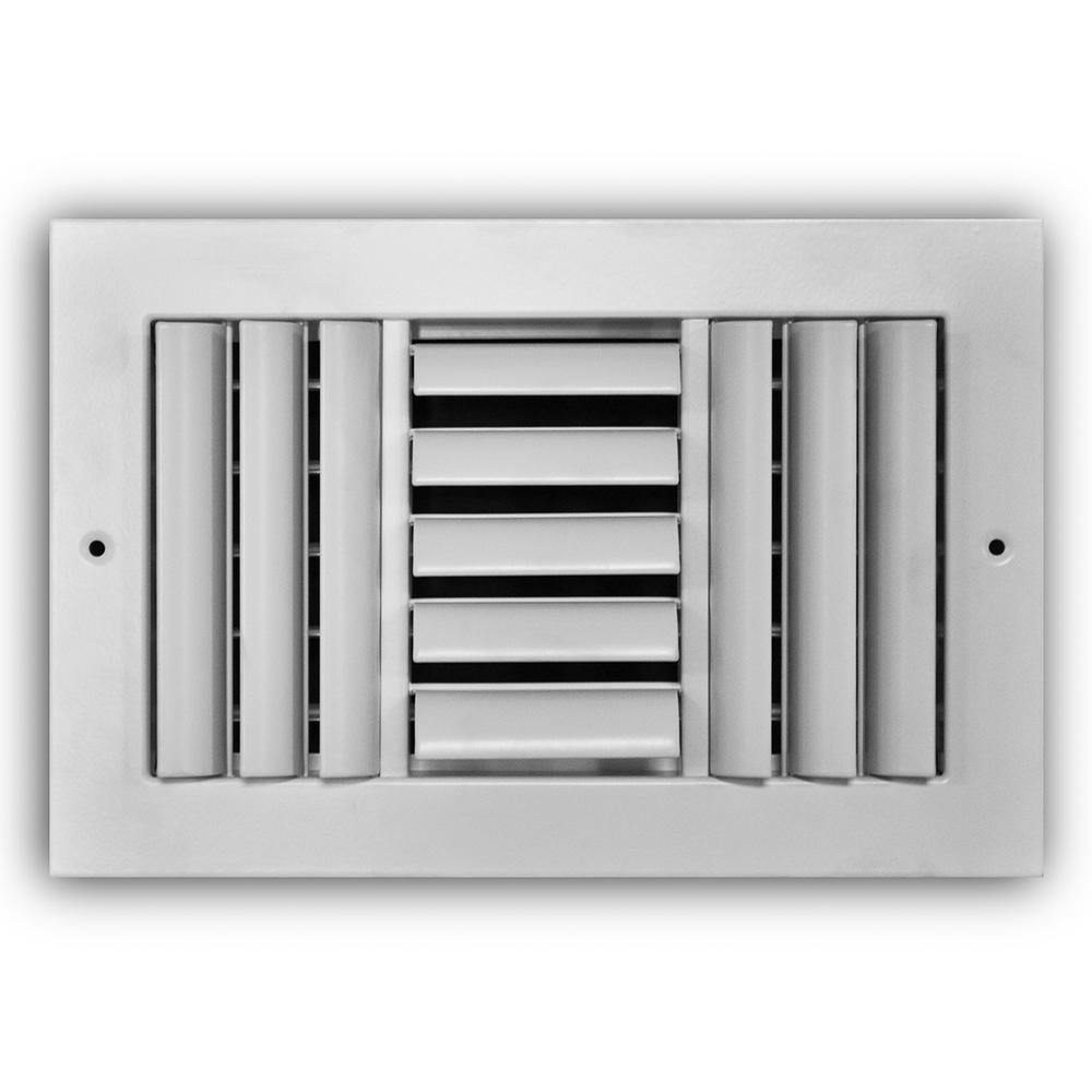 TruAire 12 in. x 6 in. 1 Way Aluminum Adjustable Curved Blade Wall ...