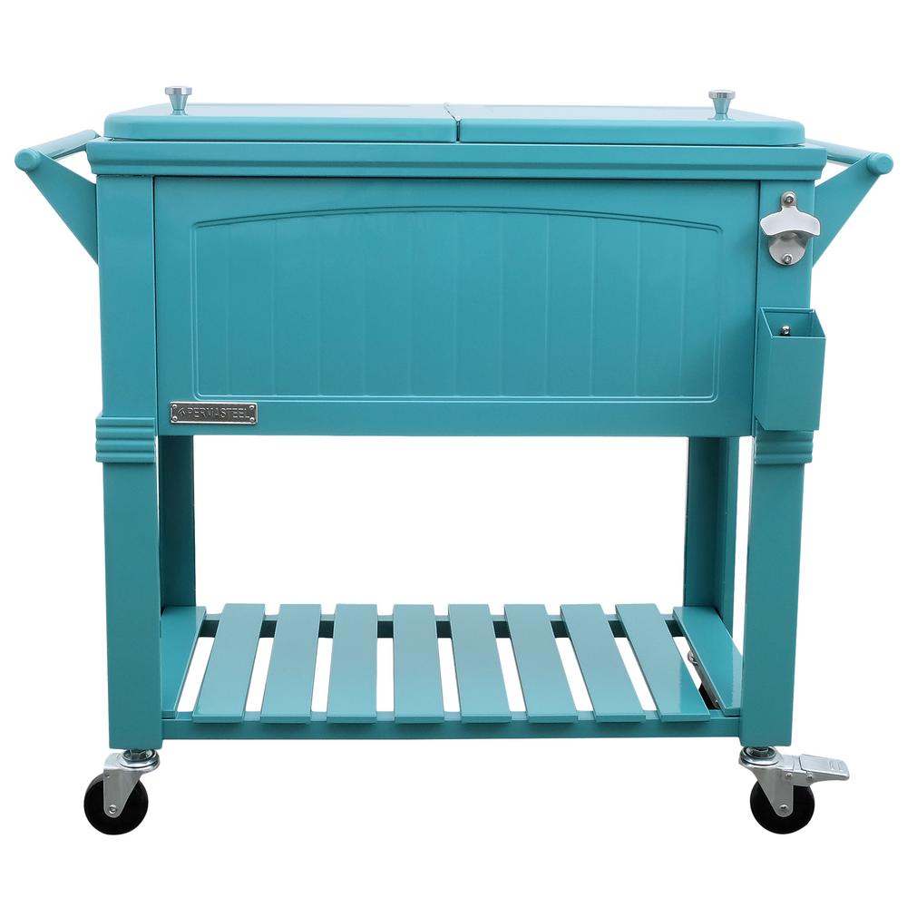 Permasteel 80 Qt. Teal Antique Furniture Style Rolling Patio Cooler-PS ...