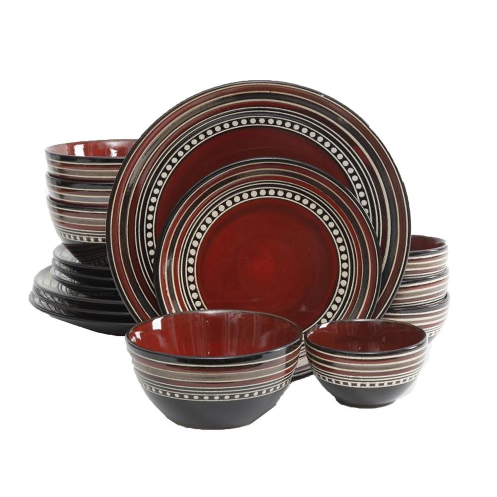 Gibson Home Delightful Dining 24-Piece Red and White Dinnerware Set ...