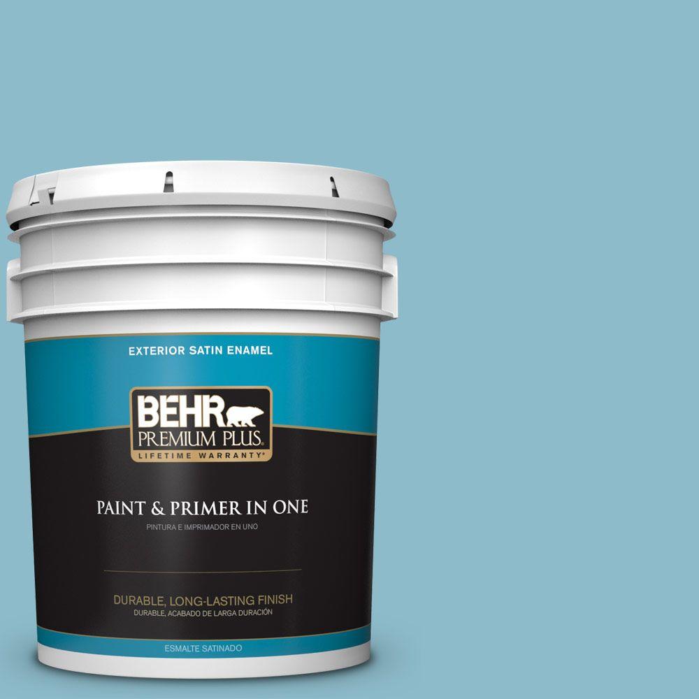 BEHR Premium Plus 5-gal. #S460-3 Blue Echo Satin Enamel Exterior Paint ...