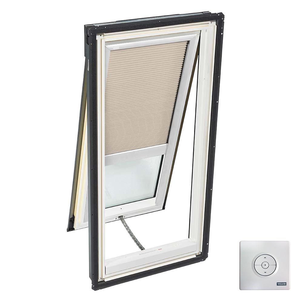 VELUX 21 in. x 54-7/16 in. Venting Deck Mount Skylight with Laminated Low-E3 Glass & White Solar ...