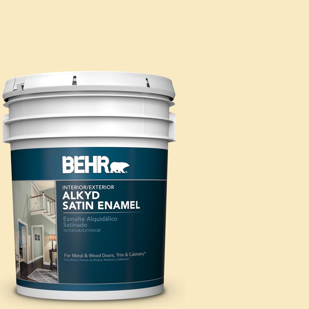 BEHR 5 gal. #340A-2 Rich Cream Satin Enamel Alkyd Interior/Exterior ...