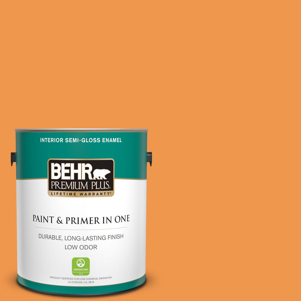 BEHR Premium Plus 1 gal. #270B-6 Autumn Orange Semi-Gloss Enamel Low ...