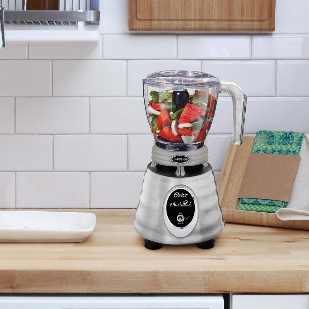 Oster Whirlwind Heritage Blend 48 Oz 1000 Plus 2 Speed Blender In Chrome With Food Processor