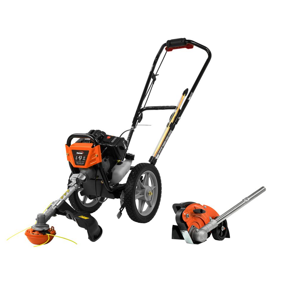 Powermate 43cc Wheeled String Trimmer Edger Attachment Combo Kit Pwstm4317ea The Home Depot