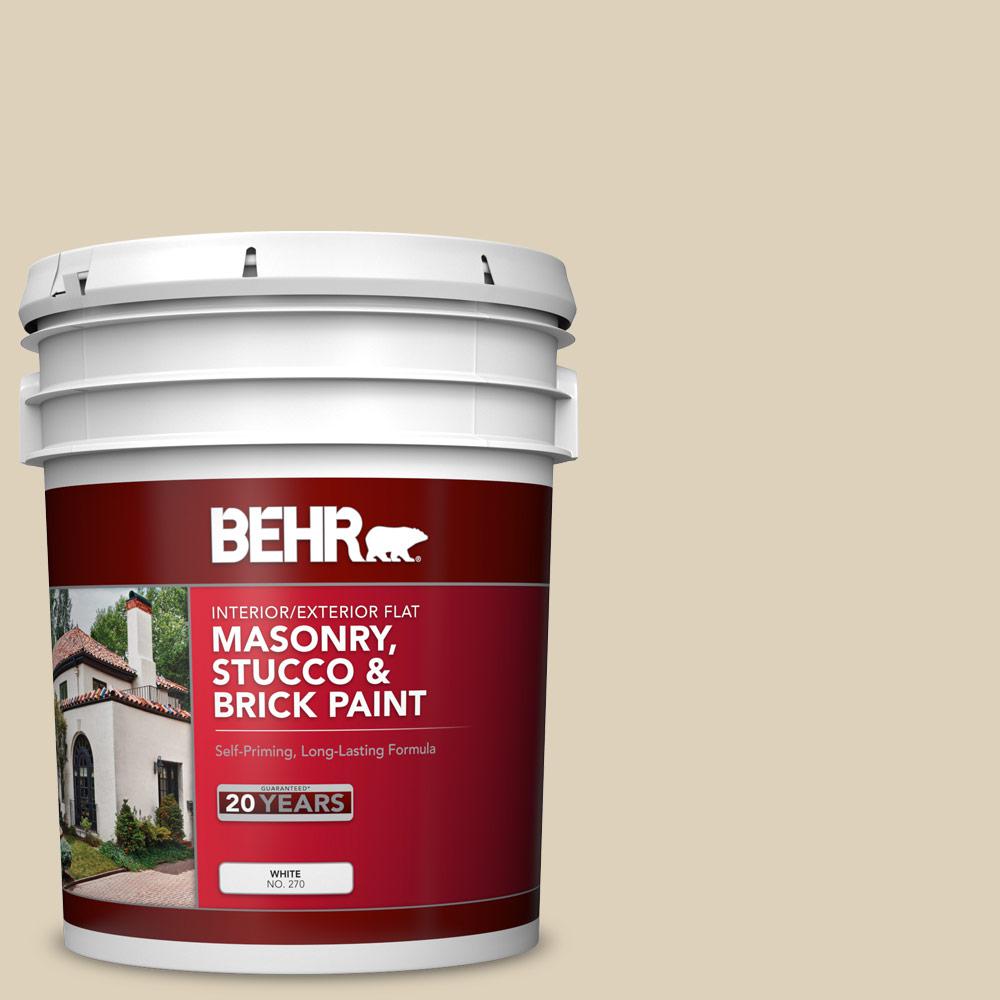 BEHR 5 gal. #PPU4-12 Natural Almond Flat Interior/Exterior Masonry ...