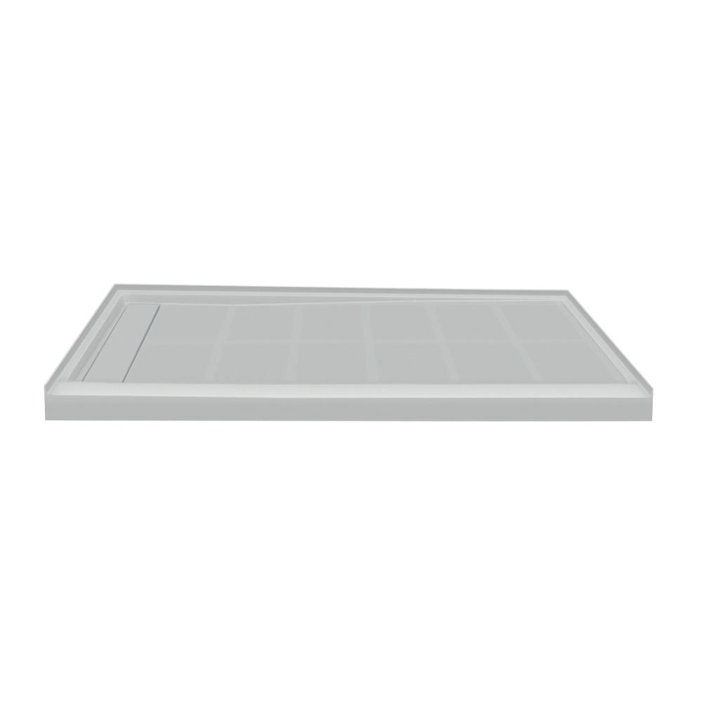 Transolid Linear 30 in. x 60 in. Single Threshold Shower Base in Grey ...