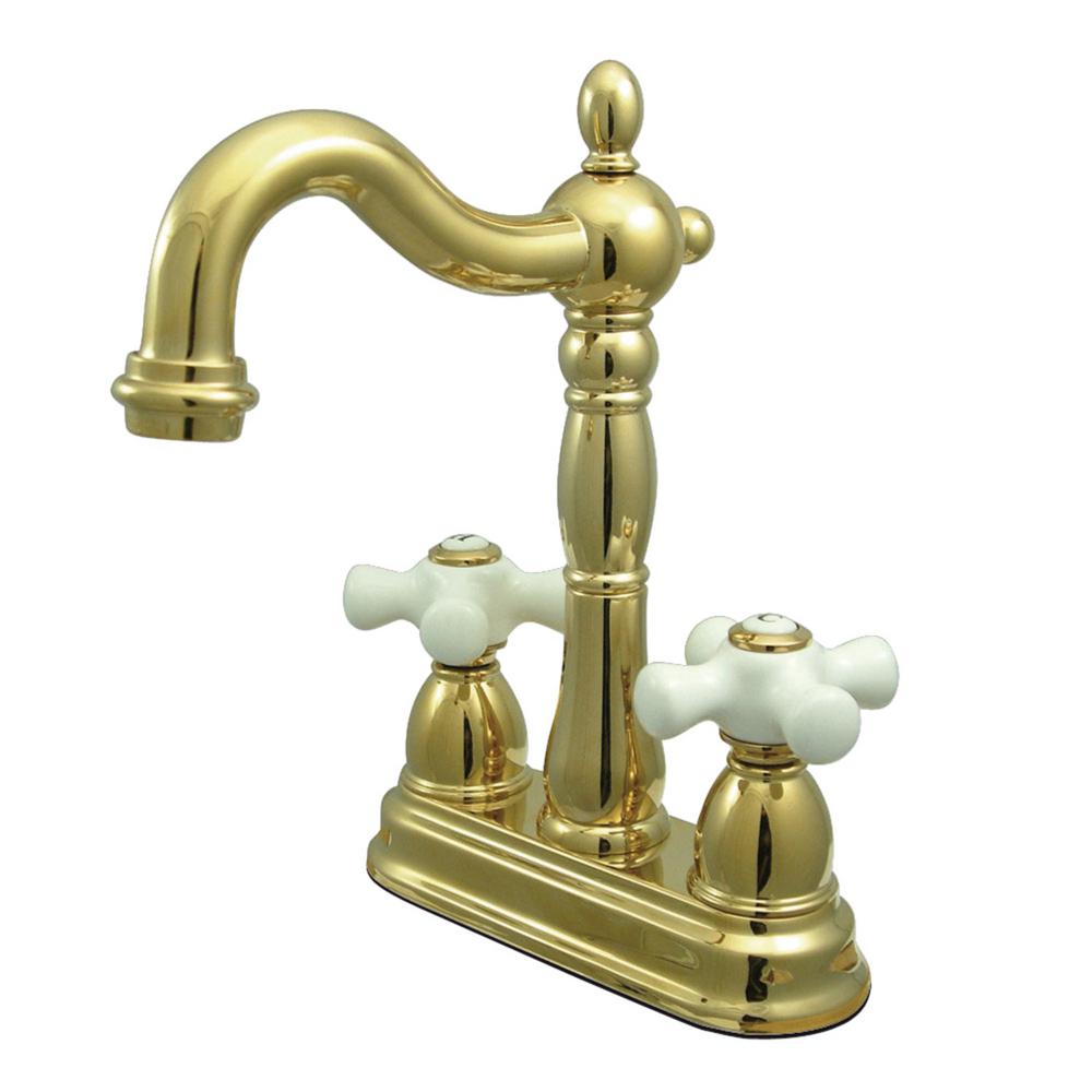 Kingston Brass Heritage 2-Handle Bar Faucet in Polished Brass-HKB1492PX ...