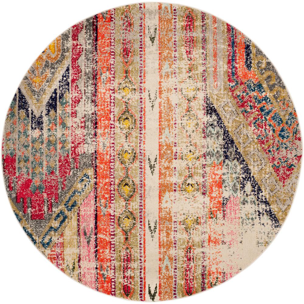 Monaco Light Gray/Multi 9 ft. x 9 ft. Round Area Rug-MNC222G-9R - The ...
