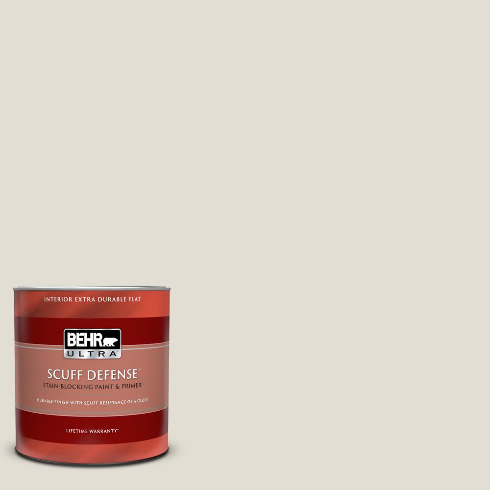 BEHR ULTRA 1 qt. #N220-1 Spun Wool Extra Durable Flat Interior Paint ...