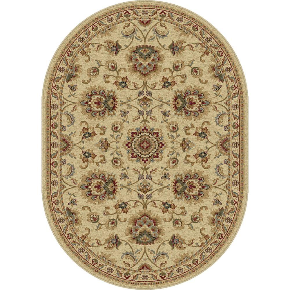 Tayse Rugs Sensation Ivory 5 ft. 3 in. x 7 ft. 3 in. Oval Traditional ...