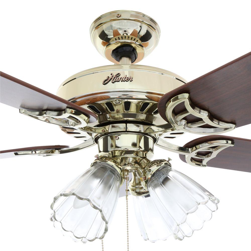 Bright Brass Ceiling Fan With Light | Shelly Lighting