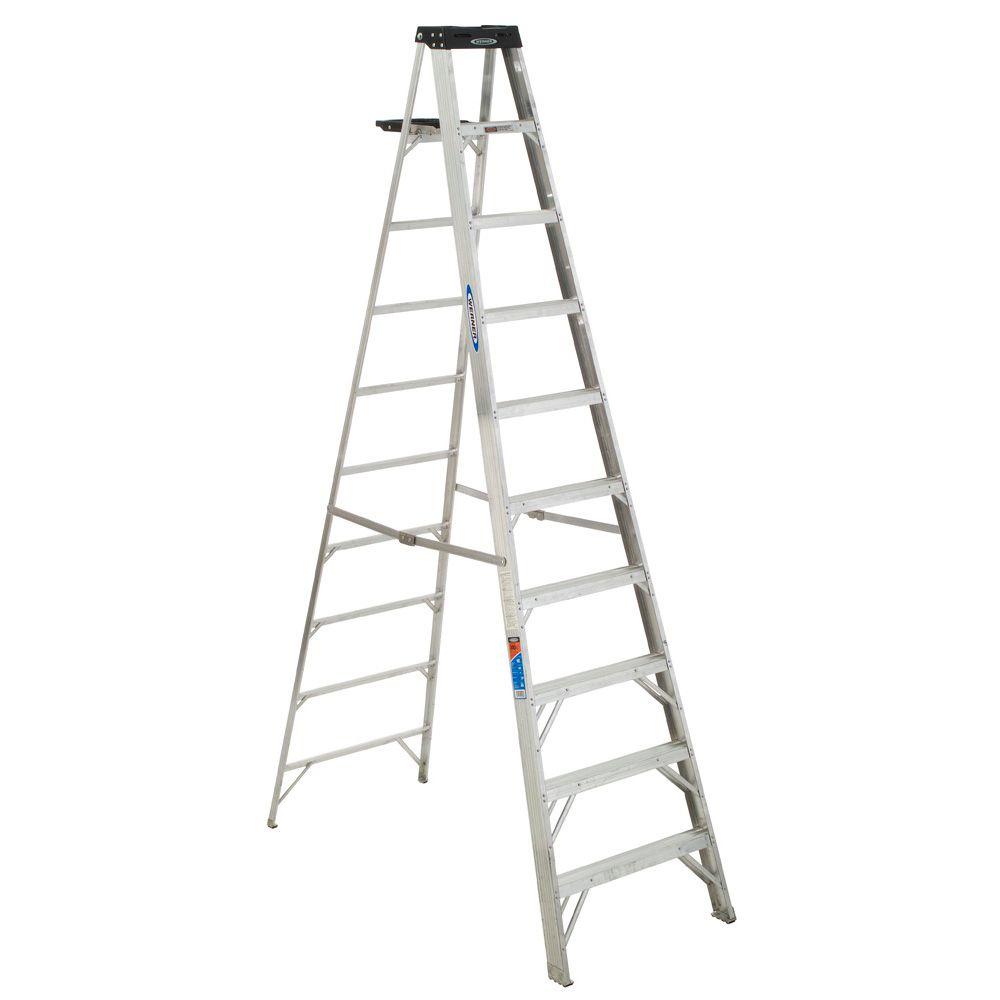 Werner 10 Ft Aluminum Step Ladder With 300 Lb Load Capacity Type IA