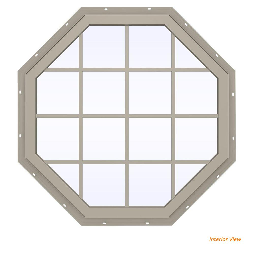 JELD-WEN 47.5 in. x 47.5 in. V-2500 Series Desert Sand Vinyl Fixed ...