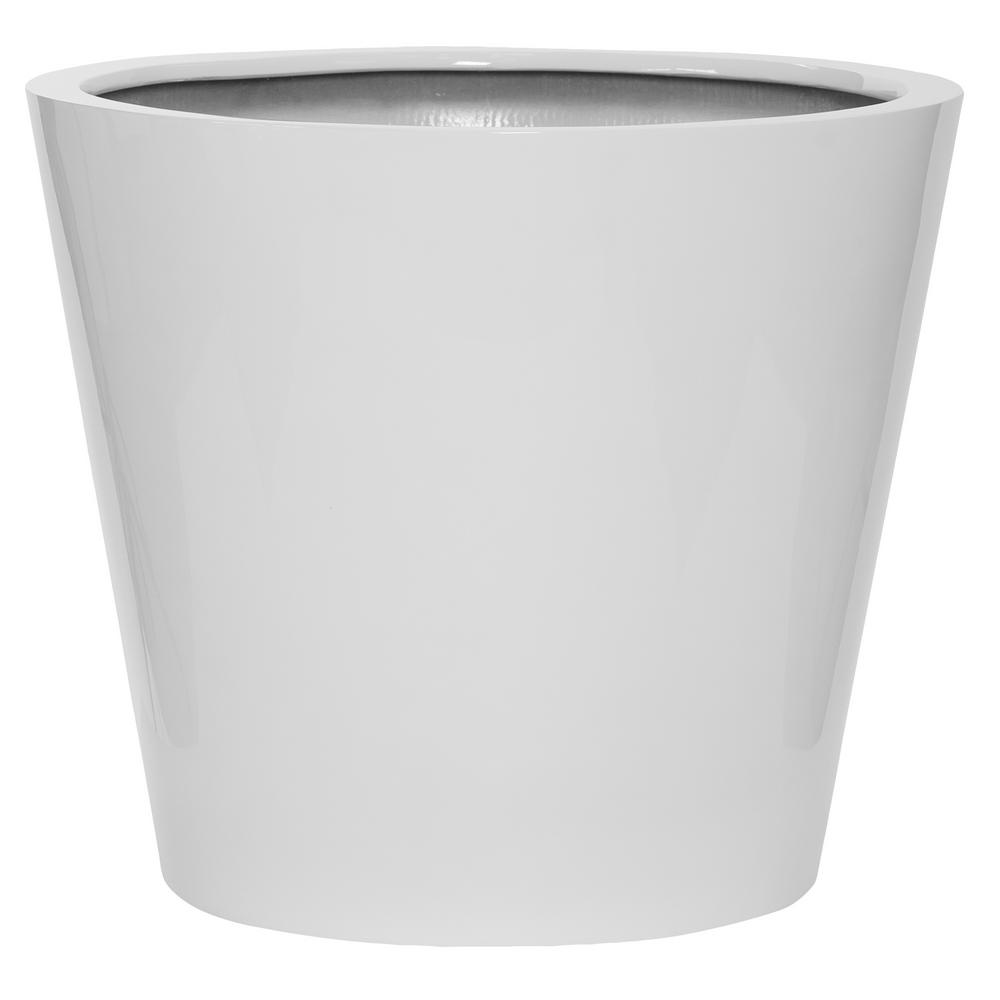 PotteryPots Bucket Large 24 in. Tall Glossy White Fiberstone Indoor ...