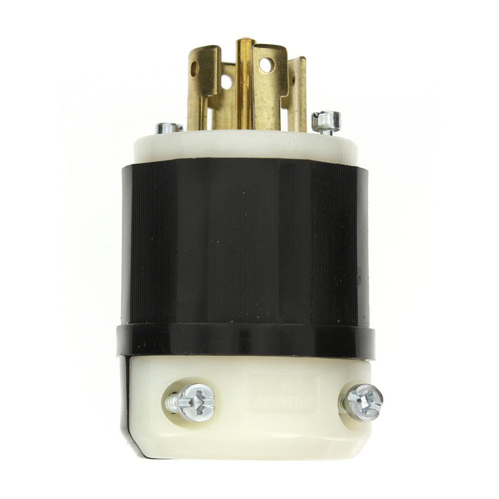 Leviton 30 Amp 277 480 Volt 3 Phase Locking Grounding Plug Black White Leviton 30 Amp 277 480 Volt 3 Phase Locking Grounding Plug Black White