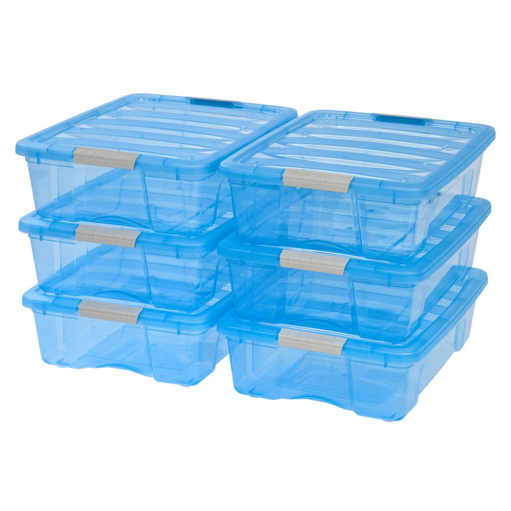 Sterilite 56 Qt Storage Box In Blue And Clear Plastic 16591008 The