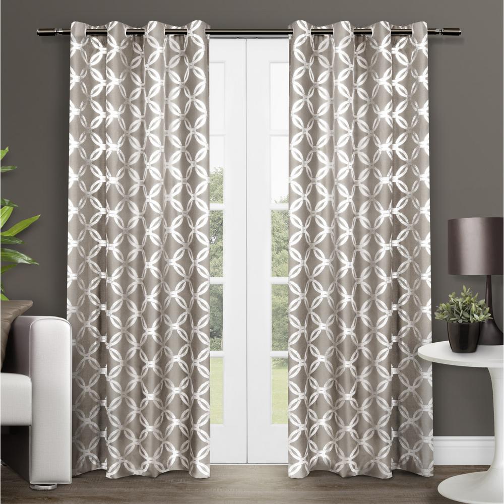 Modo Natural Metallic Geometric Grommet Top Window Curtain-EH8049-02 2 ...