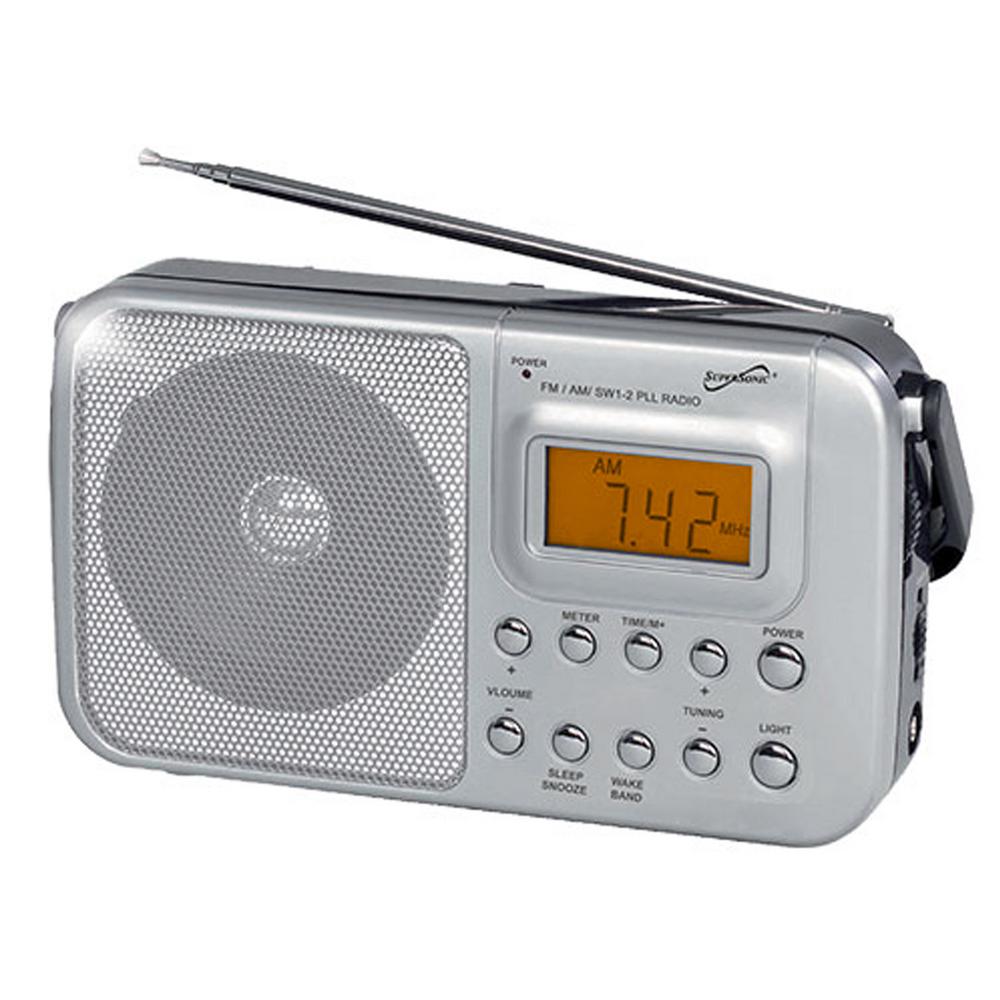 Supersonic SC-1091 Handheld Digital AM/FM Radio with Display, SW1, SW2 ...
