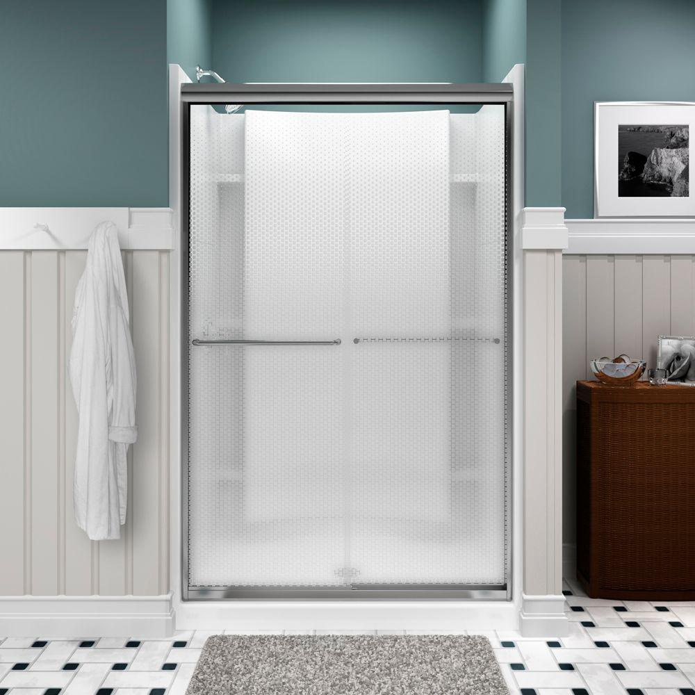 STERLING Finesse 47-5/8 in. x 70-1/16 in. Semi-Frameless Sliding Shower Door in Boxwood Silver ...