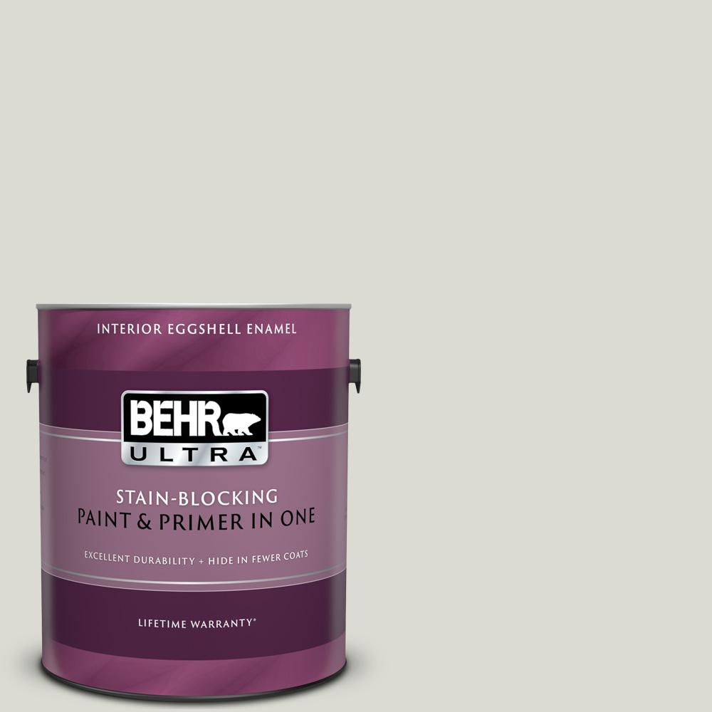 BEHR ULTRA 1 gal. #GR-W11 Silver Ash Eggshell Enamel Interior Paint and ...