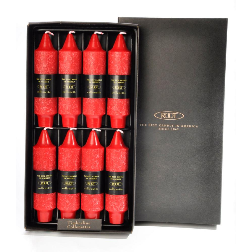 ROOT CANDLES 7 in. Timberline Collenette Red Dinner Candle (Box of 4 ...
