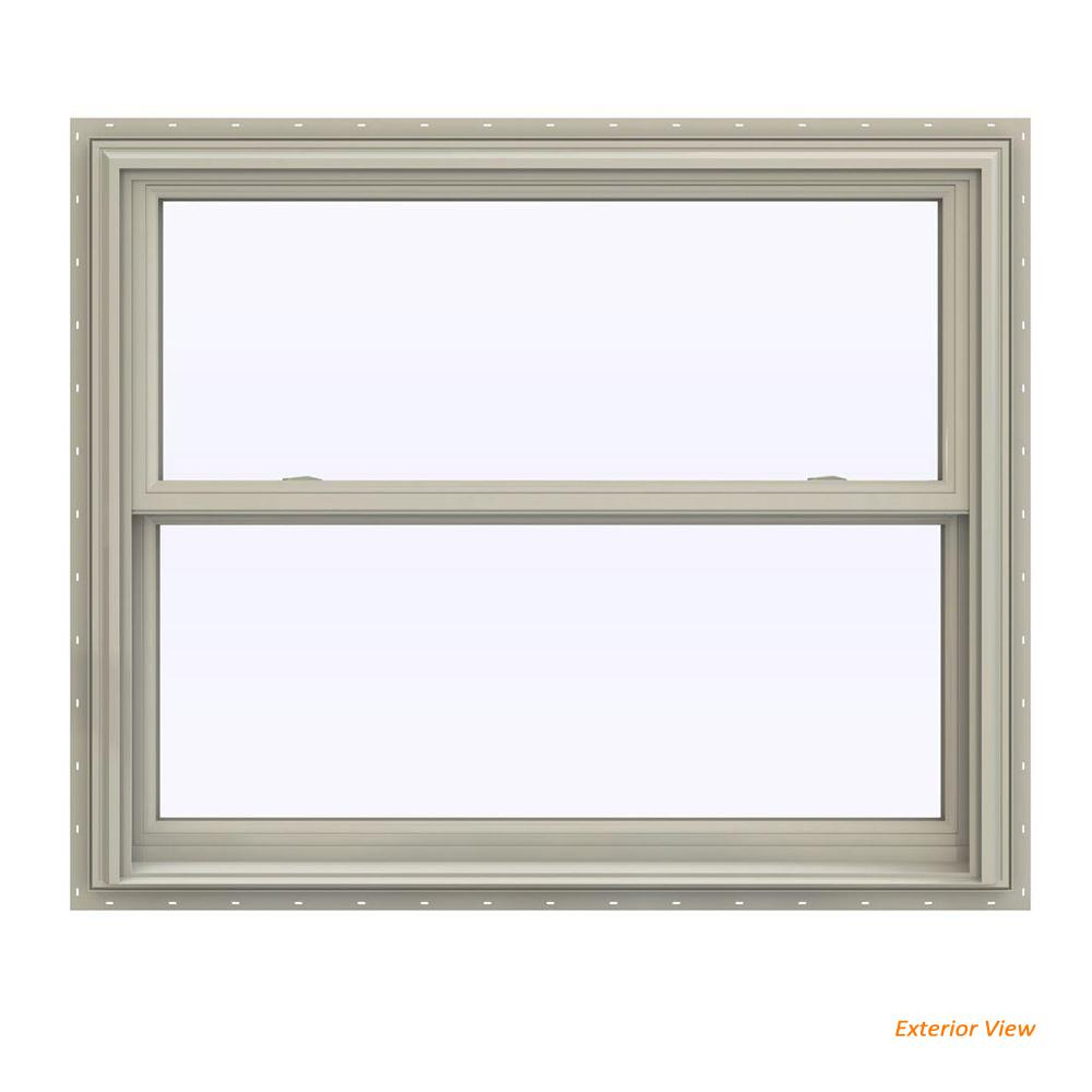 JELD-WEN 43.5 in. x 40.5 in. V-2500 Series Desert Sand Vinyl Double ...