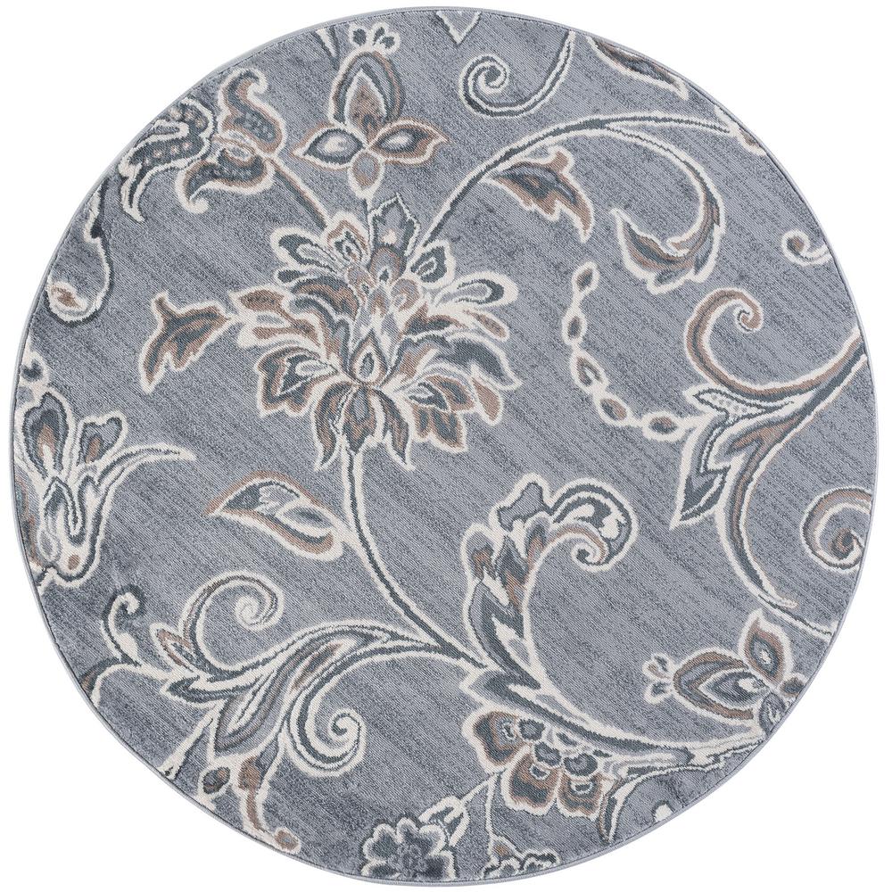 Tayse Rugs Madison Gray 5 ft. x 5 ft. Round Area Rug-MDN3509 6RND - The ...