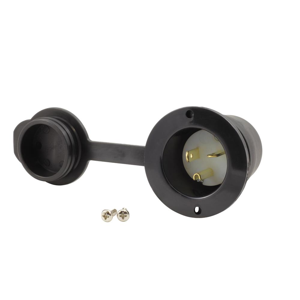 AC WORKS 20-Amp 125-Volt NEMA 5-20P Flanged Power Input Inlet with ...