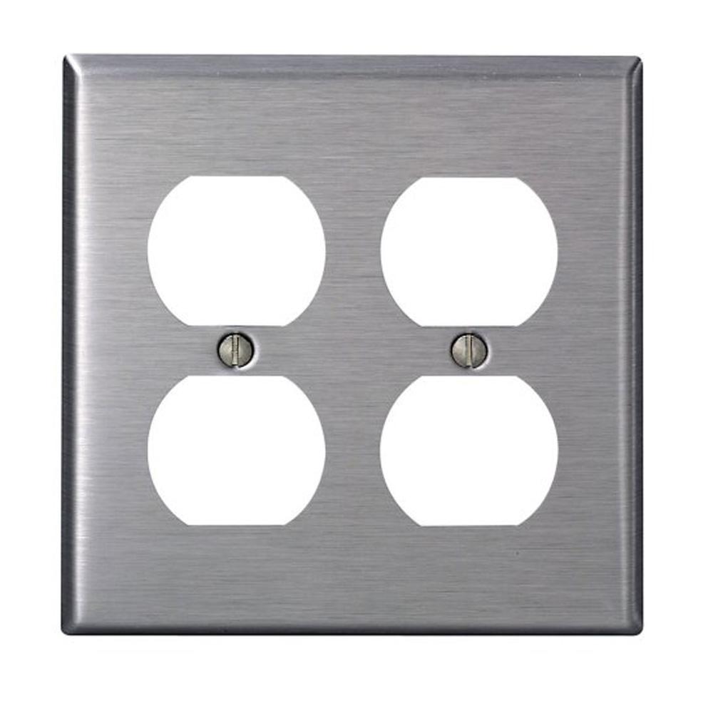 Leviton Stainless Steel 2-Gang Duplex Outlet Wall Plate (1-Pack)-84016 ...