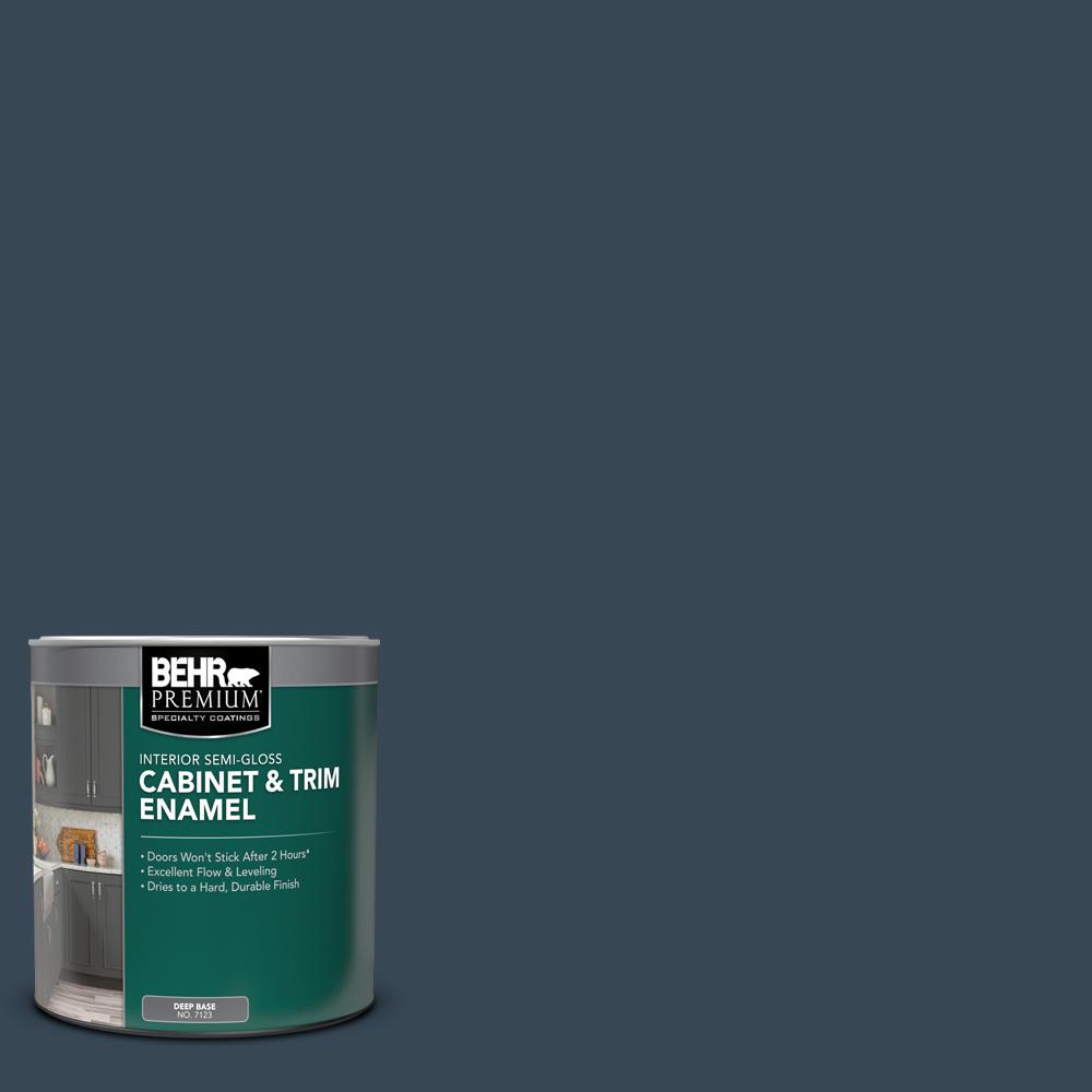 BEHR Premium 1 qt. #PPU14-20 Starless Night Semi-Gloss Enamel Interior ... BEHR Premium 1 qt. #PPU14-20 Starless Night Semi-Gloss Enamel Interior ...