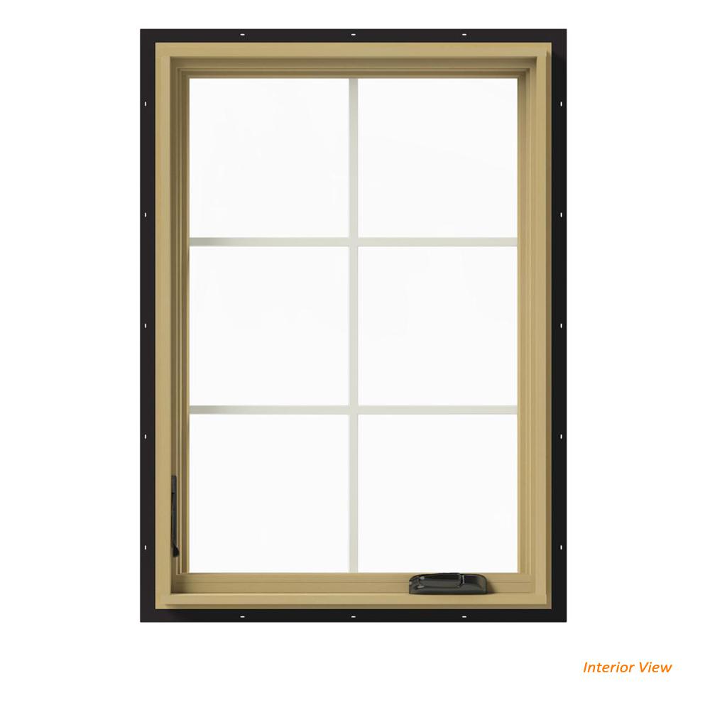 JELD-WEN 28 in. x 40 in. W-2500 Series Black Painted Clad Wood Left ...