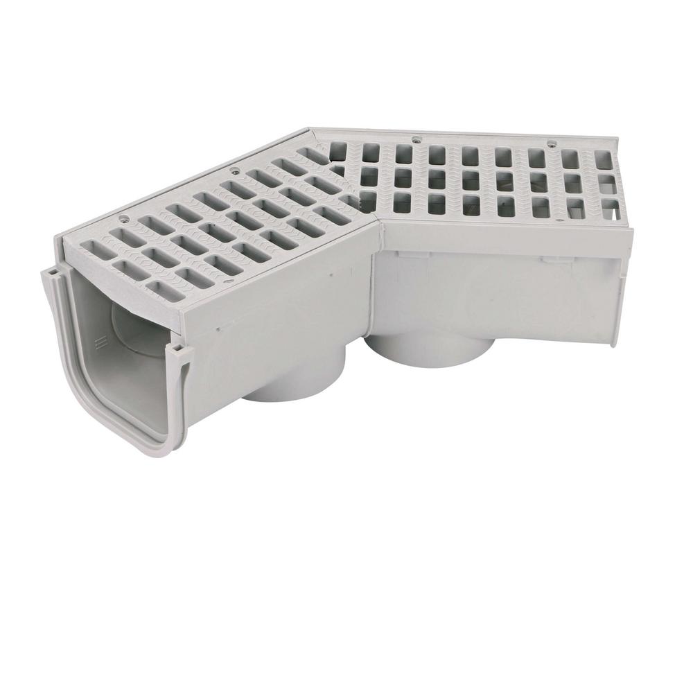 NDS 5 in. Pro Series Channel Drain Plastic 45° Elbow and Grate Deep ...