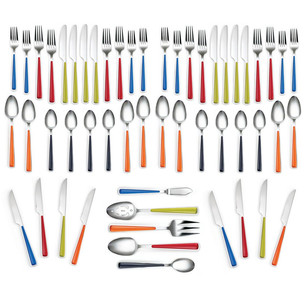 Fiesta 53-Piece Merengue Multicolor Flatware Set with Steak Knives ...