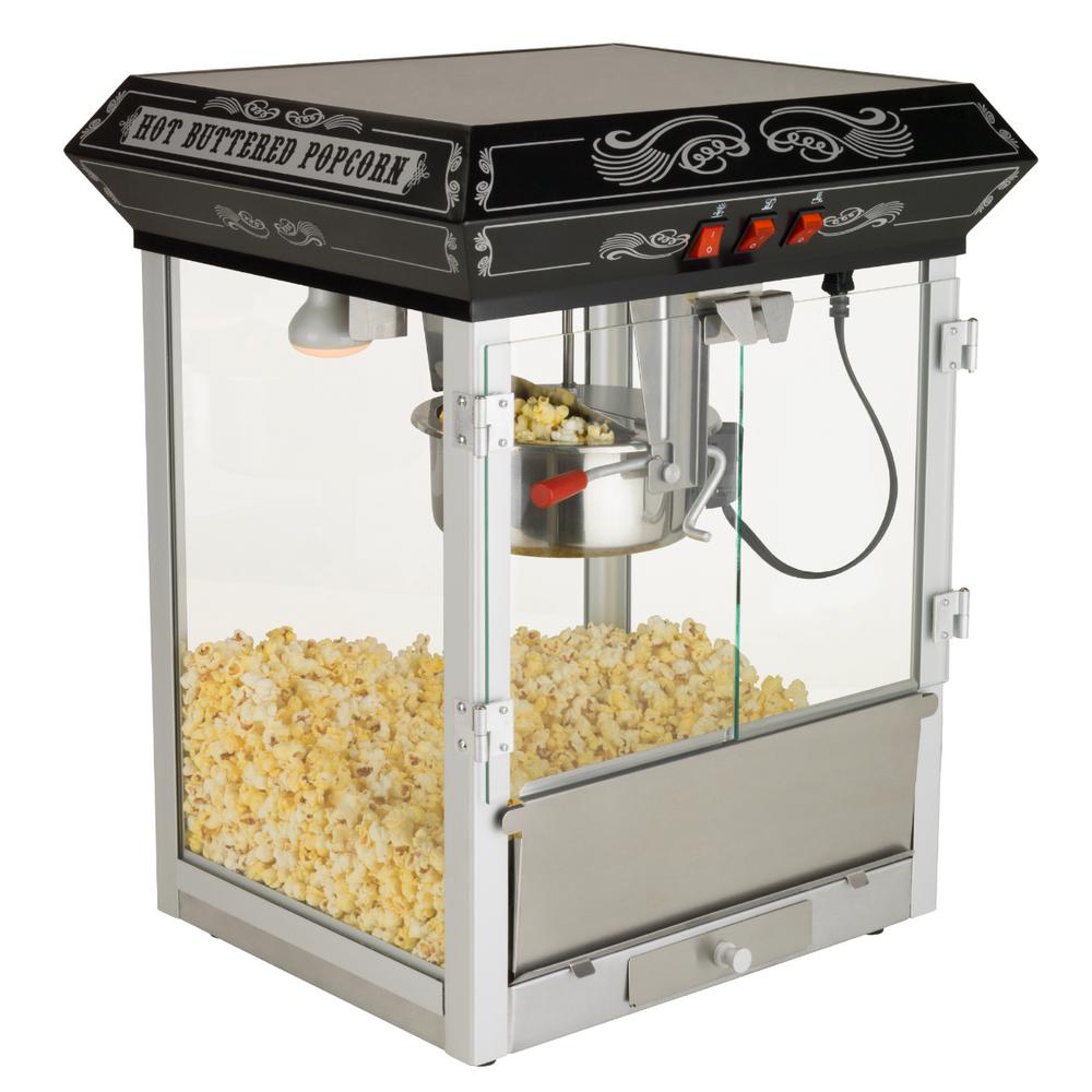 Funtime Carnival Style 8 oz. Black Countertop Popcorn Machine-FT825CB ...