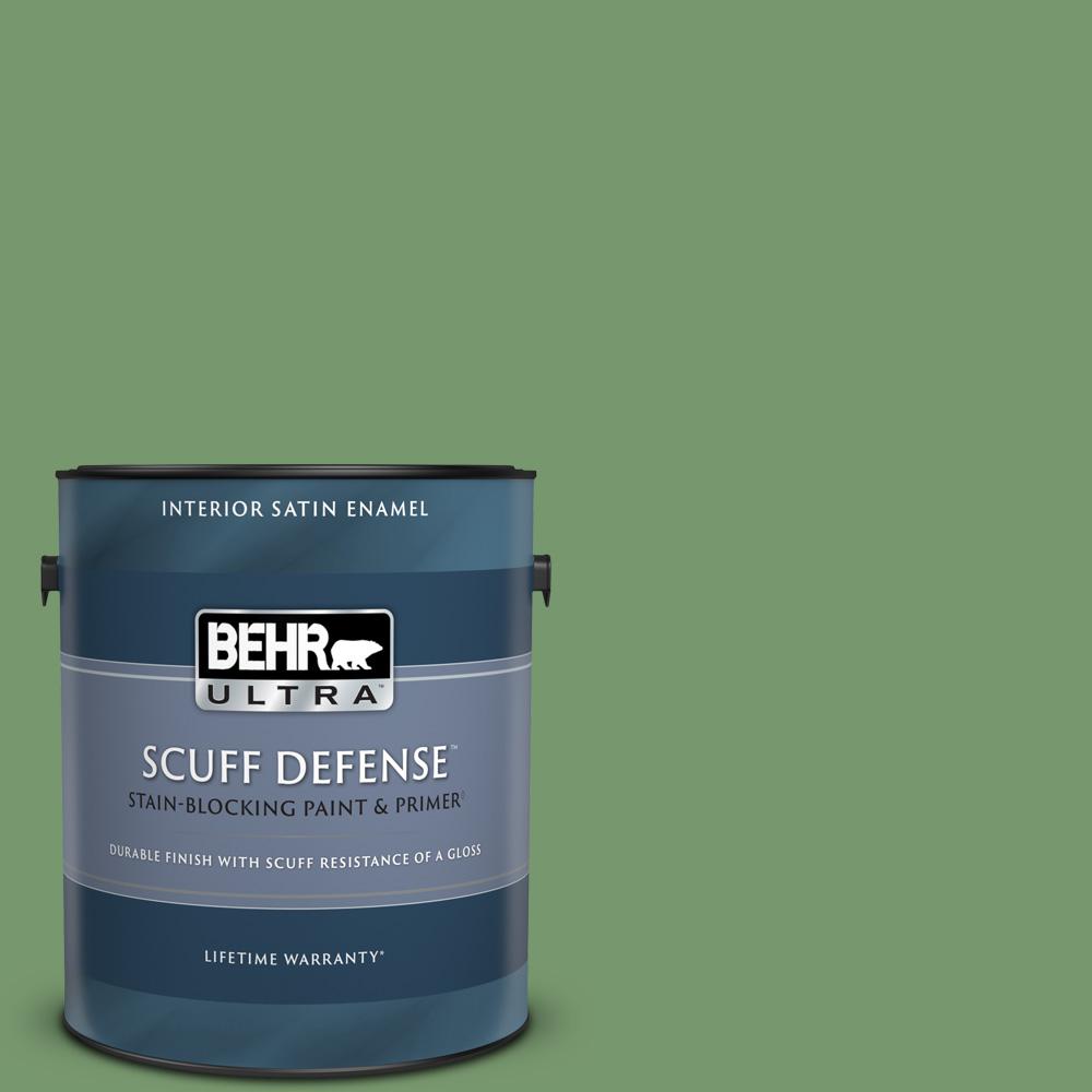 BEHR ULTRA 1 gal. #PPU11-03 Botanical Green Extra Durable Satin Enamel ...