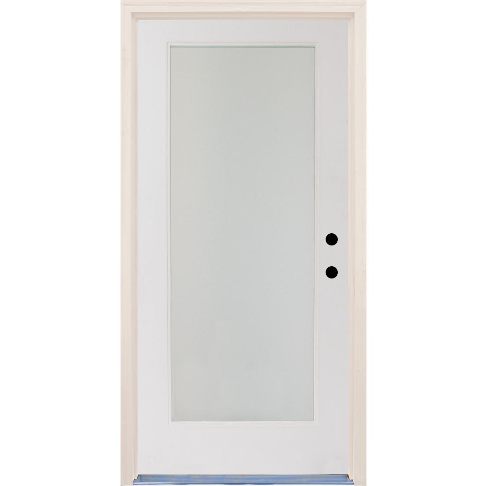Builders Choice 36 In X 80 In Elite Etch Glass Contemporary Left Hand Full Lite Satin