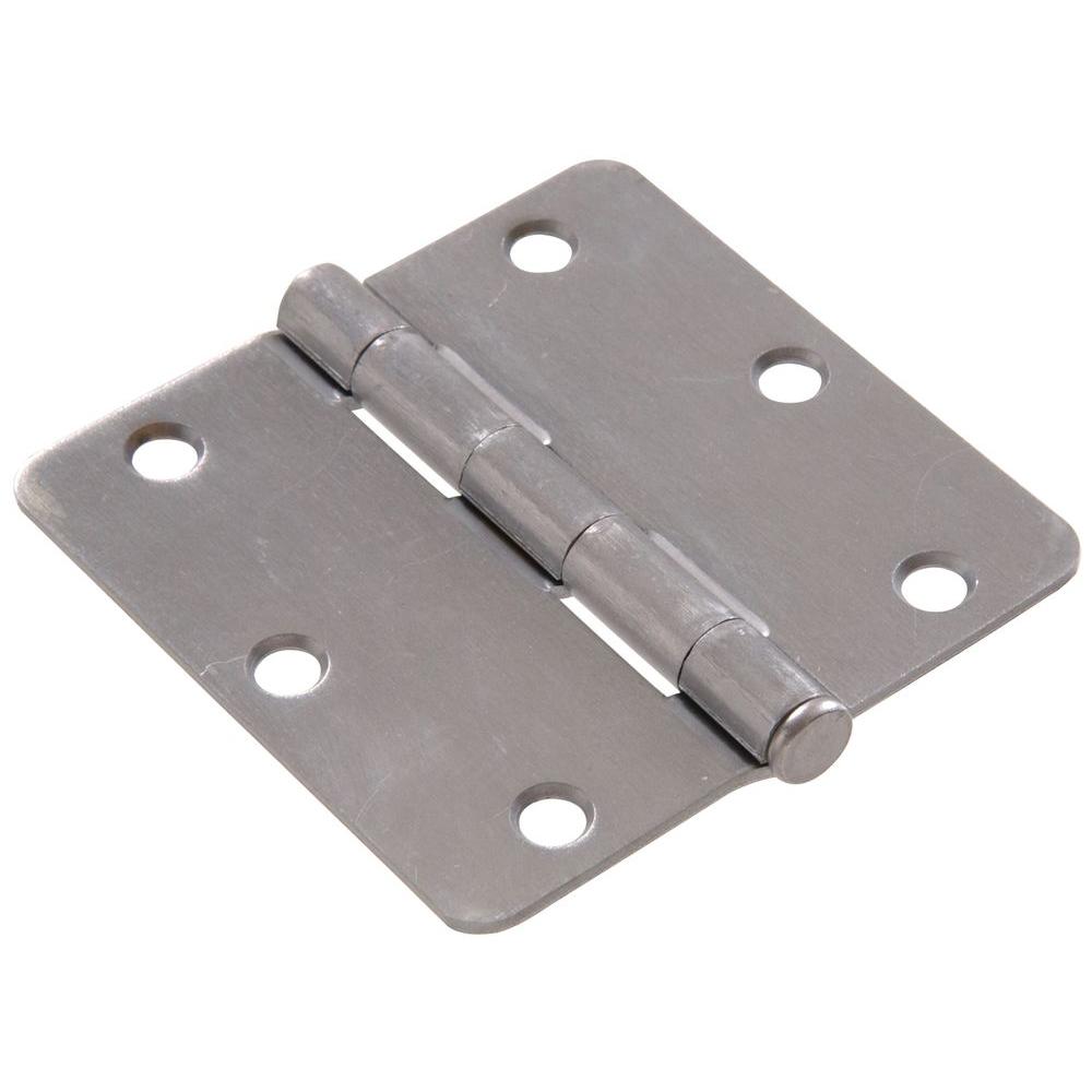 Hardware Essentials 3 in. Satin Chrome Residential Door Hinge with 1/4 ...