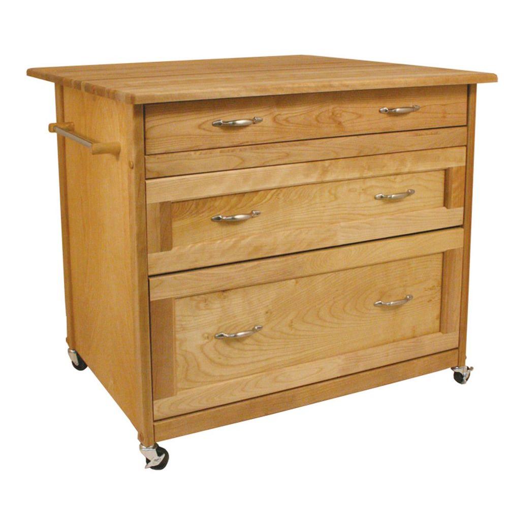 Catskill Craftsmen Natural Wood Kitchen Cart with Storage-64024 - The ...