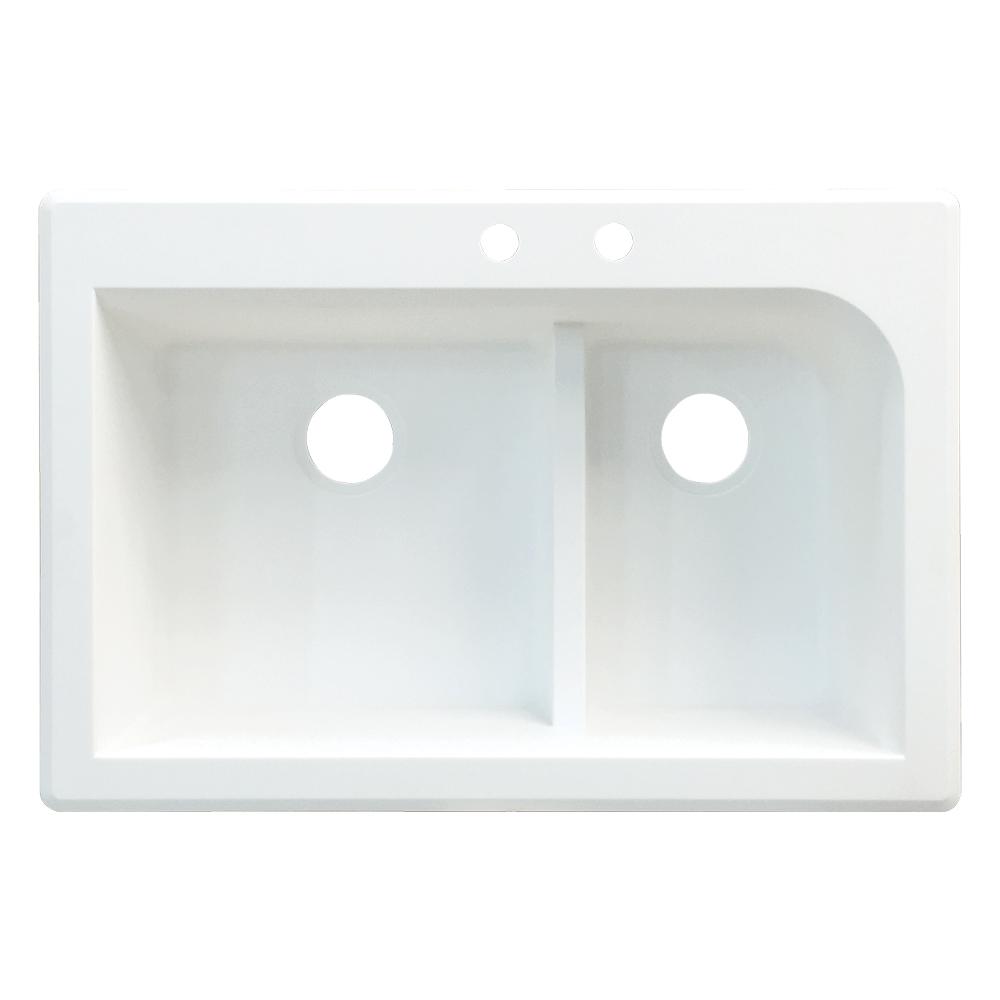 Transolid Radius Drop-in Granite 33 in. 2-Hole 1-3/4 J-Shape Double ...