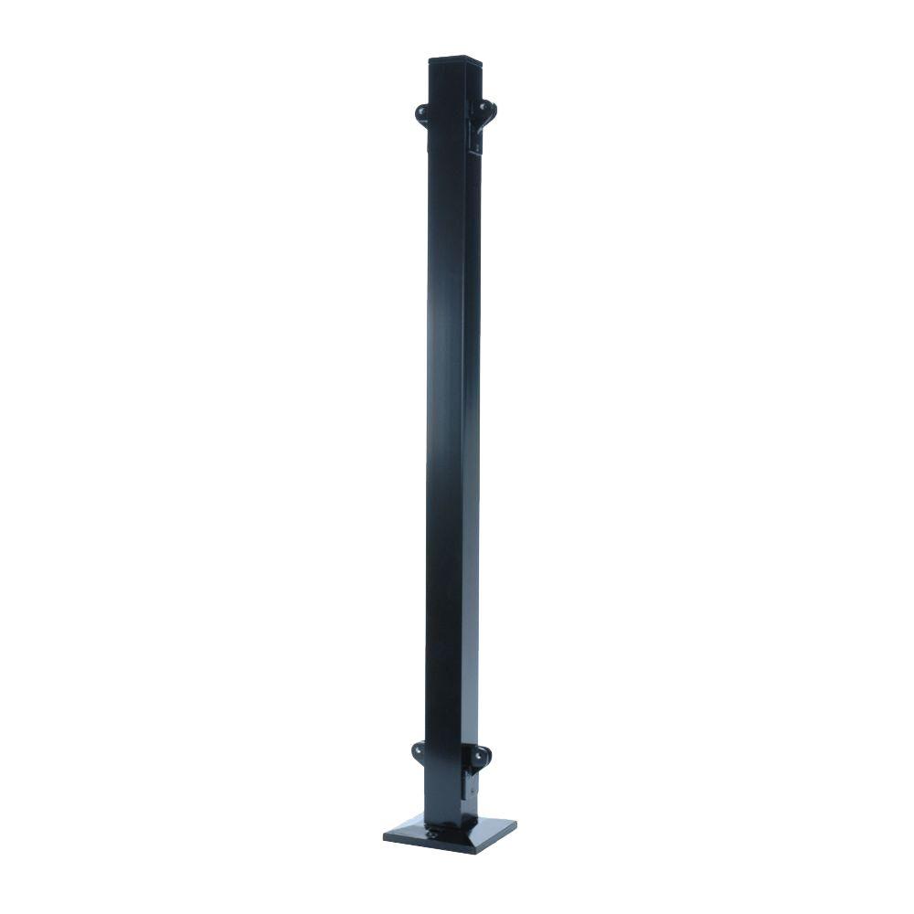 UDECX 3-1/6 ft. x 2 in. x 2 in. Aluminum White Inline Railing Post ...