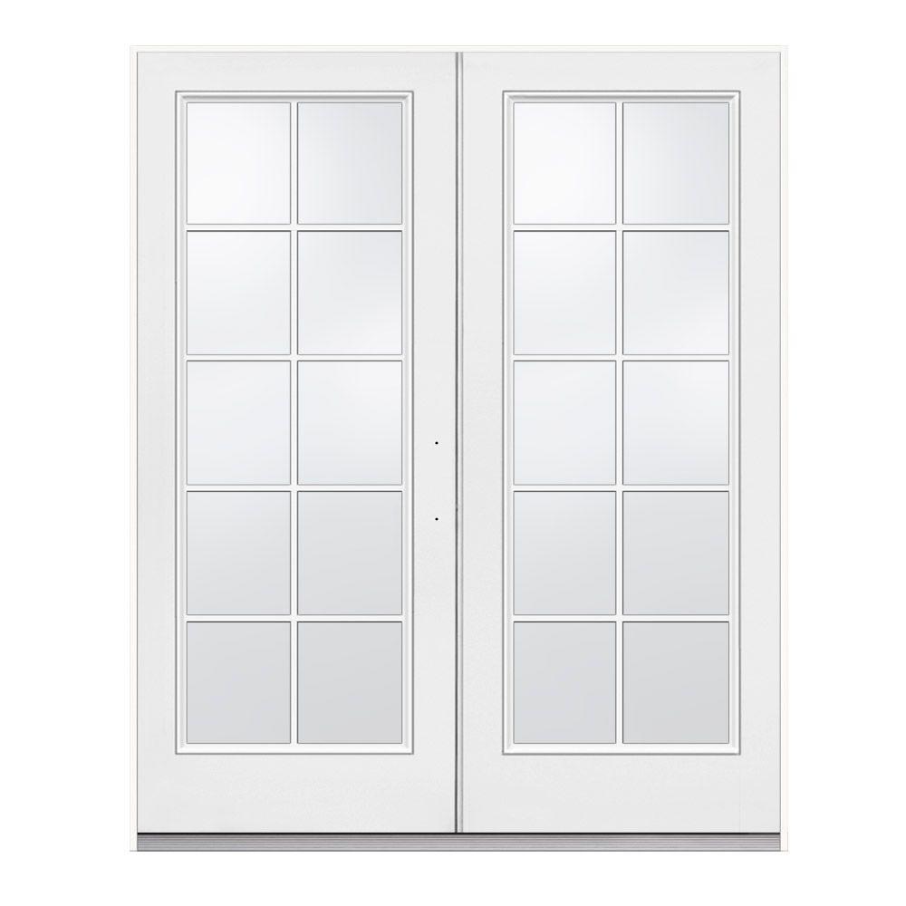 JELD-WEN 72 in. x 80 in. White Right-Hand Inswing Steel French Patio ...