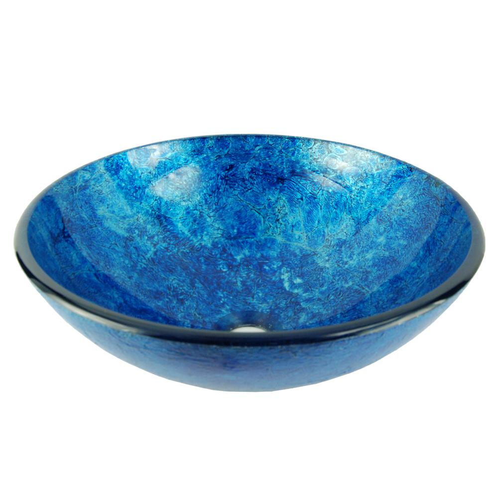 Fontaine Stratosphere Crackle Foil Leaf Glass Vessel Sink in Blue-VS ...