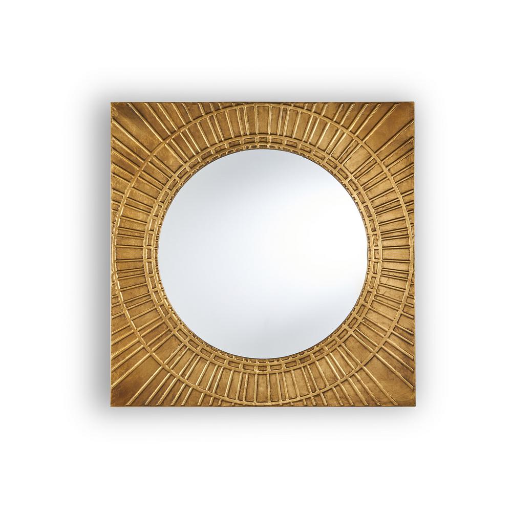 Noble House Small Square Gold Modern Mirror (15.43 in. H x 36 in. W ...