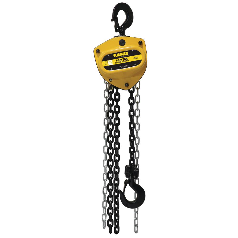 SUMNER 1- 1/2-Ton Chain Hoist with 10 ft. Lift and Overload Protection ...